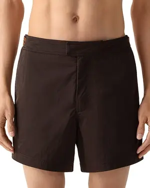 Zegna Road Brand Mark Rio Swim Trunks - Dark Brown