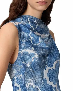 ALLSAINTS Prue Dress Printed Asymmetrical Maxi Dress - Joanne Blue
