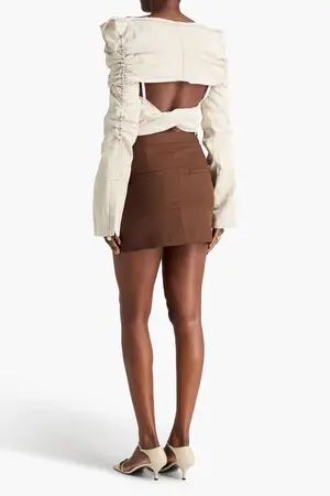 Jacquemus Camargue Off-the-shoulder Linen And Silk-blend Jacket