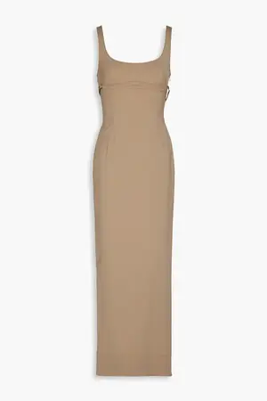 Jacquemus Valdu Cutout Wool-blend Twill Maxi Dress - Sand