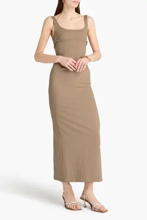 Jacquemus Valdu Cutout Wool-blend Twill Maxi Dress - Sand
