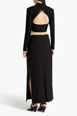 Jacquemus Draio Cropped Cutout Slub Woven Shirt - Black