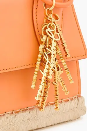 Jacquemus Le Chiquito Moyen Jute-trimmed Leather Tote - Orange