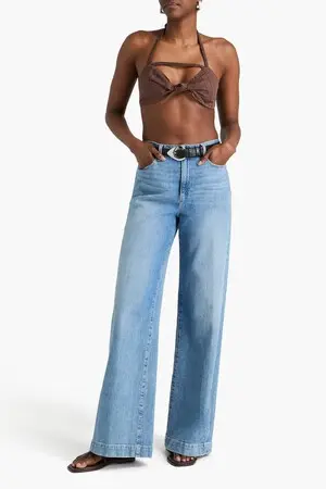 JACQUEMUS X TEKLA Striped Cotton-poplin Halterneck Bra Top