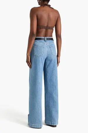 JACQUEMUS X TEKLA Striped Cotton-poplin Halterneck Bra Top