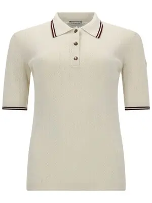 Moncler Polo In Maglia Ivory