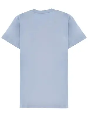 Moncler T-shirt With Embroidered Logo - Azure