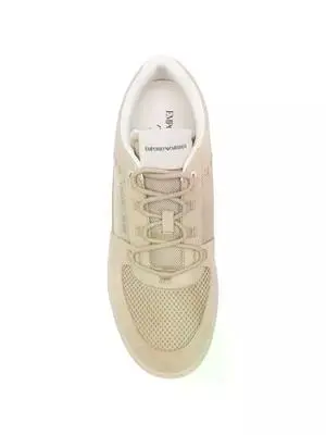 Emporio Armani Panelled Mesh-detail Sneakers - Neutrals