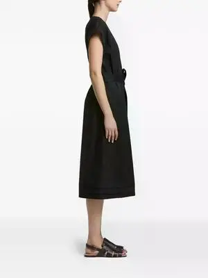 Peserico Tied-waist V-neck Midi Dress - Black