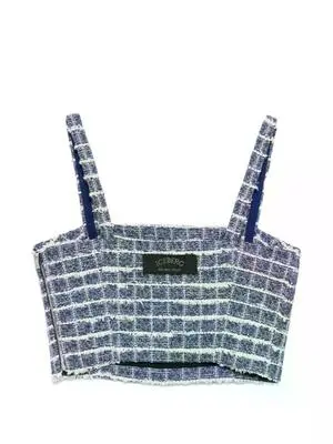 Iceberg Check Crop Top - Blue