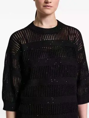 Peserico Sequin-embellished Open-knit Sweater