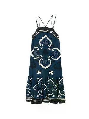 Sea Printed Strap Midi Dress