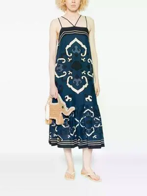 Sea Printed Strap Midi Dress