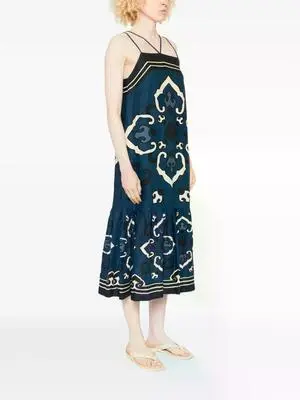 Sea Printed Strap Midi Dress