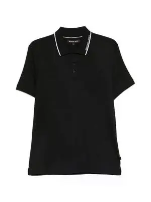 Michael Kors Logo-print Tipped Polo Shirt - Black