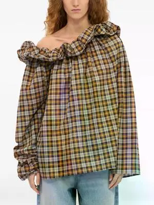 MSGM Ruffled Plaid Blouse