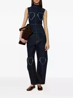 Moschino Heart-cut-out Frayed Jeans