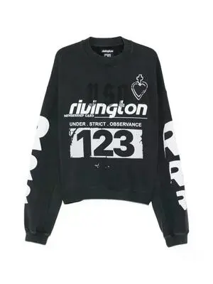 RRR123 Graphic-print Logo-sleeve Sweatshirt - Black