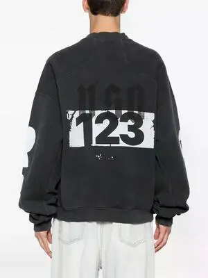 RRR123 Graphic-print Logo-sleeve Sweatshirt - Black