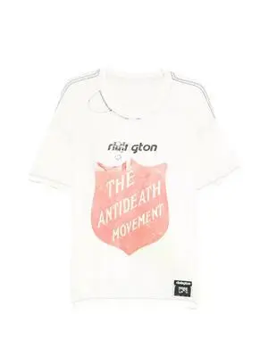 RRR123 Graphic-print Distressed T-shirt - White