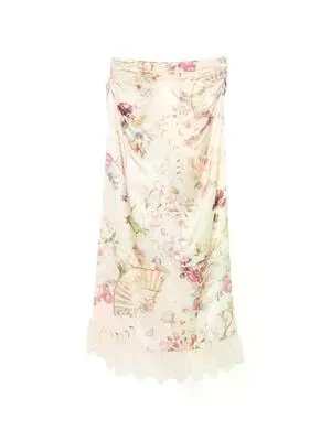 Camilla Lace Trim Floral Print Skirt