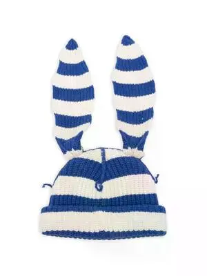 CHARLES JEFFREY Striped Beanie - Blue