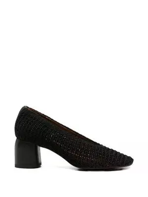 ANGEL ALARCON Round-toe Knitted Pumps With Block Heel - Black
