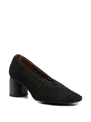 ANGEL ALARCON Round-toe Knitted Pumps With Block Heel - Black