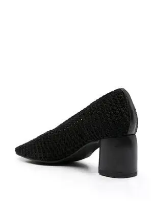 ANGEL ALARCON Round-toe Knitted Pumps With Block Heel - Black