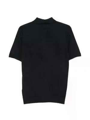 Alpha Studio Buttoned Knit Polo Shirt - Blue