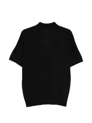 Alpha Studio Buttoned Short-sleeve Polo Shirt - Black