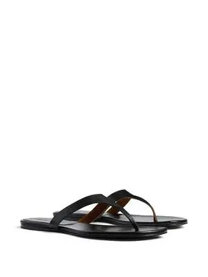 Khaite Round Toe Flat Sandals - Black