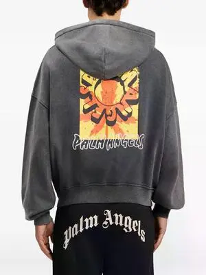 Palm Angels Graphic Zipped Hoody - Grey
