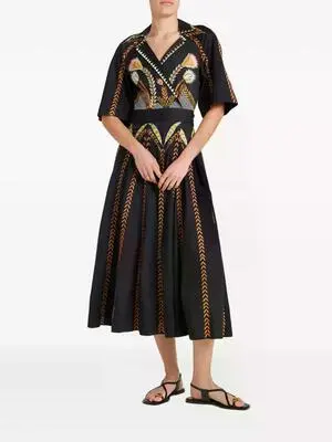 TEMPERLEY LONDON Floral-embroidered Wrap Dress - Black