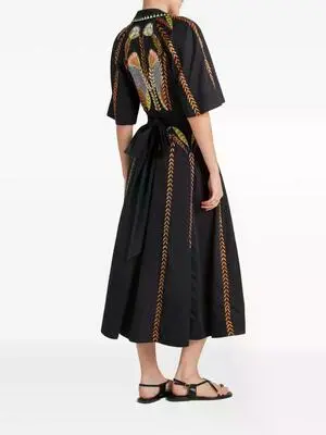TEMPERLEY LONDON Floral-embroidered Wrap Dress - Black