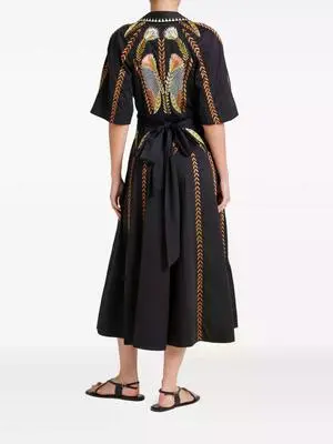 TEMPERLEY LONDON Floral-embroidered Wrap Dress - Black