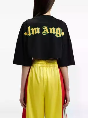 Palm Angels Logo-print Cropped T-shirt - Black