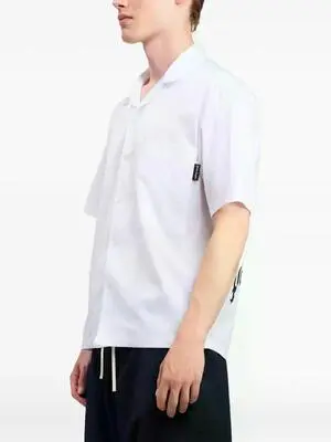 Palm Angels Back Curved Logo Bowling Shirt - White