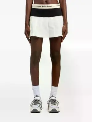 Palm Angels Logo Pleated Mini Skirt - White