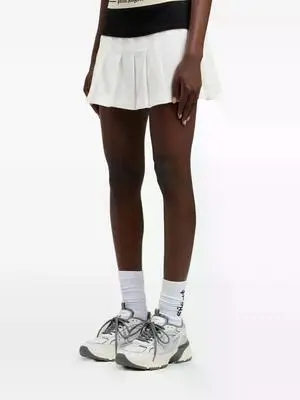 Palm Angels Logo Pleated Mini Skirt - White