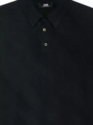 Alpha Studio Buttoned Knit Polo Shirt - Blue