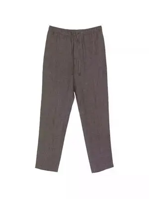 Canali Drawstring Waist Linen Trousers - Brown