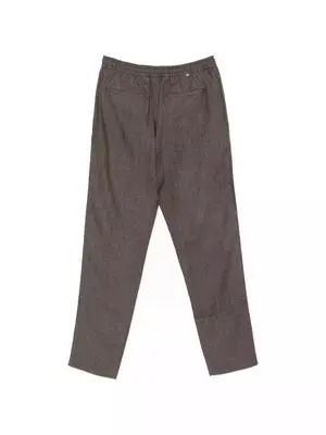 Canali Drawstring Waist Linen Trousers - Brown