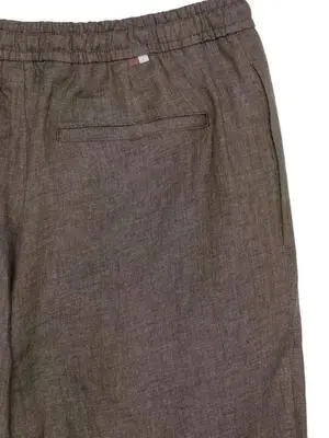 Canali Drawstring Waist Linen Trousers - Brown
