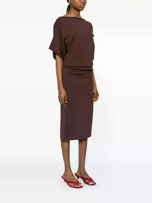 Alpha Studio Boat-neck Midi Dress