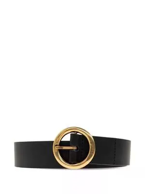 AMI Paris Circular-buckle Leather Belt - Black
