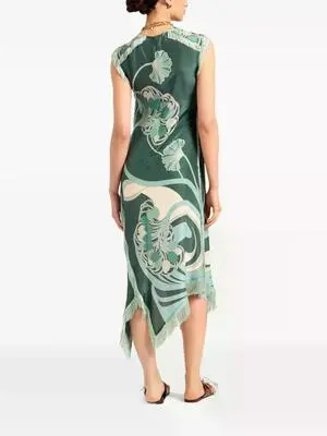 La DoubleJ Fringed Floral Dress - Green