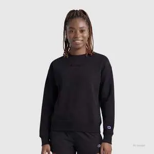 Champion Powerblend Crewneck Sweatshirt With Embroidered Logo - Black