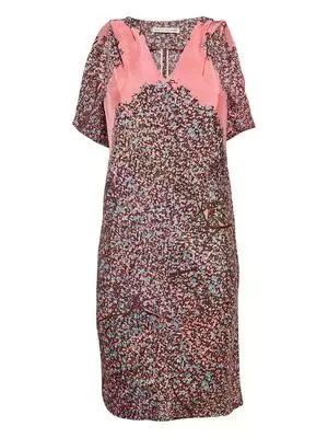 Balenciaga 2011 Shoulder Detail Print Dress - Pink