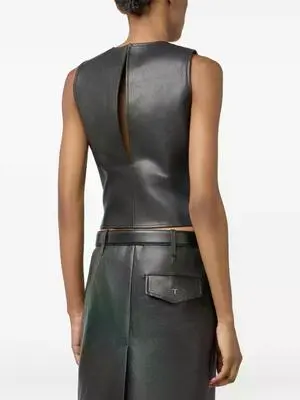 TOD'S Cropped Leather Top